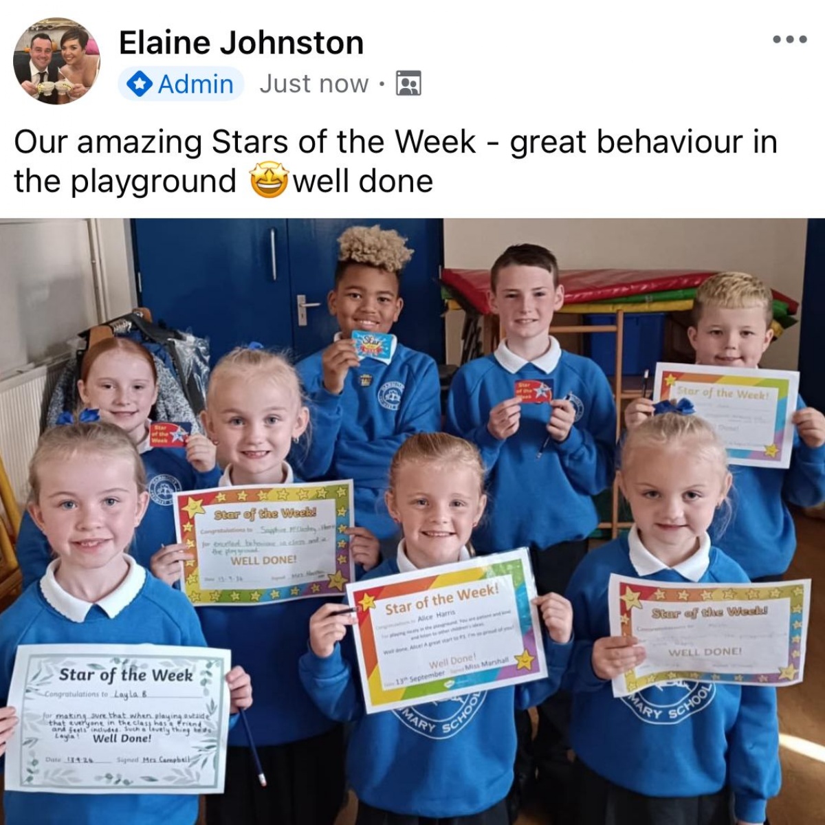 Harmony Primary School - Pupils of the Week 13th September