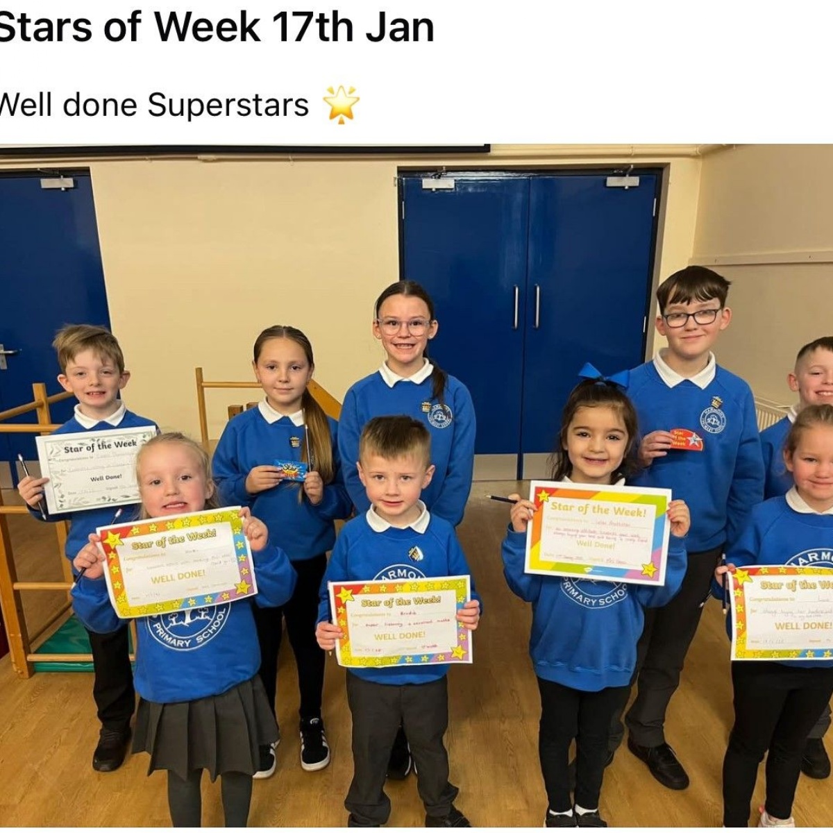 Harmony Primary School - Pupils of the Week 17th January 2025